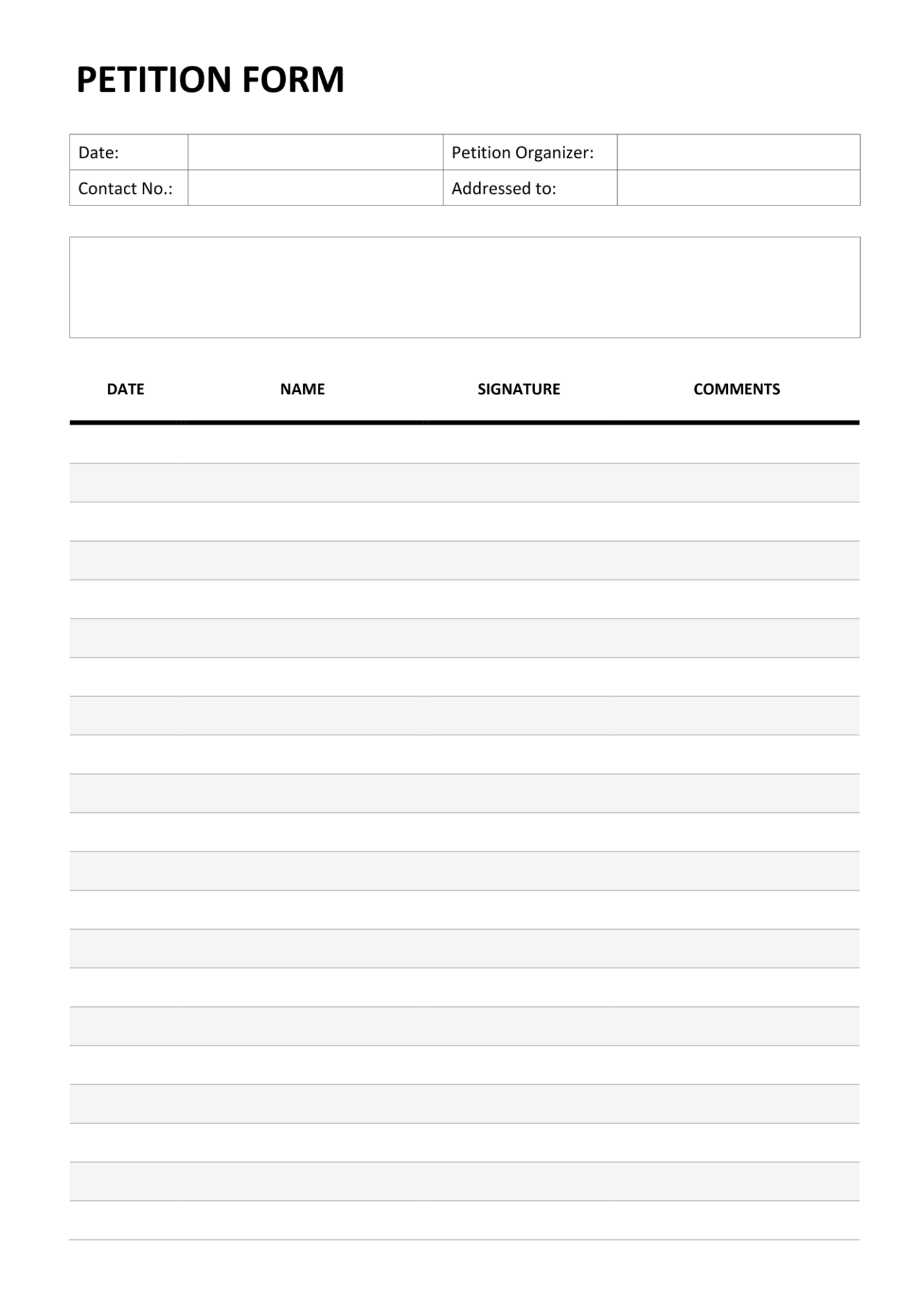 Free Editable Petition Form Templates - Doc Formats | Docformats.net