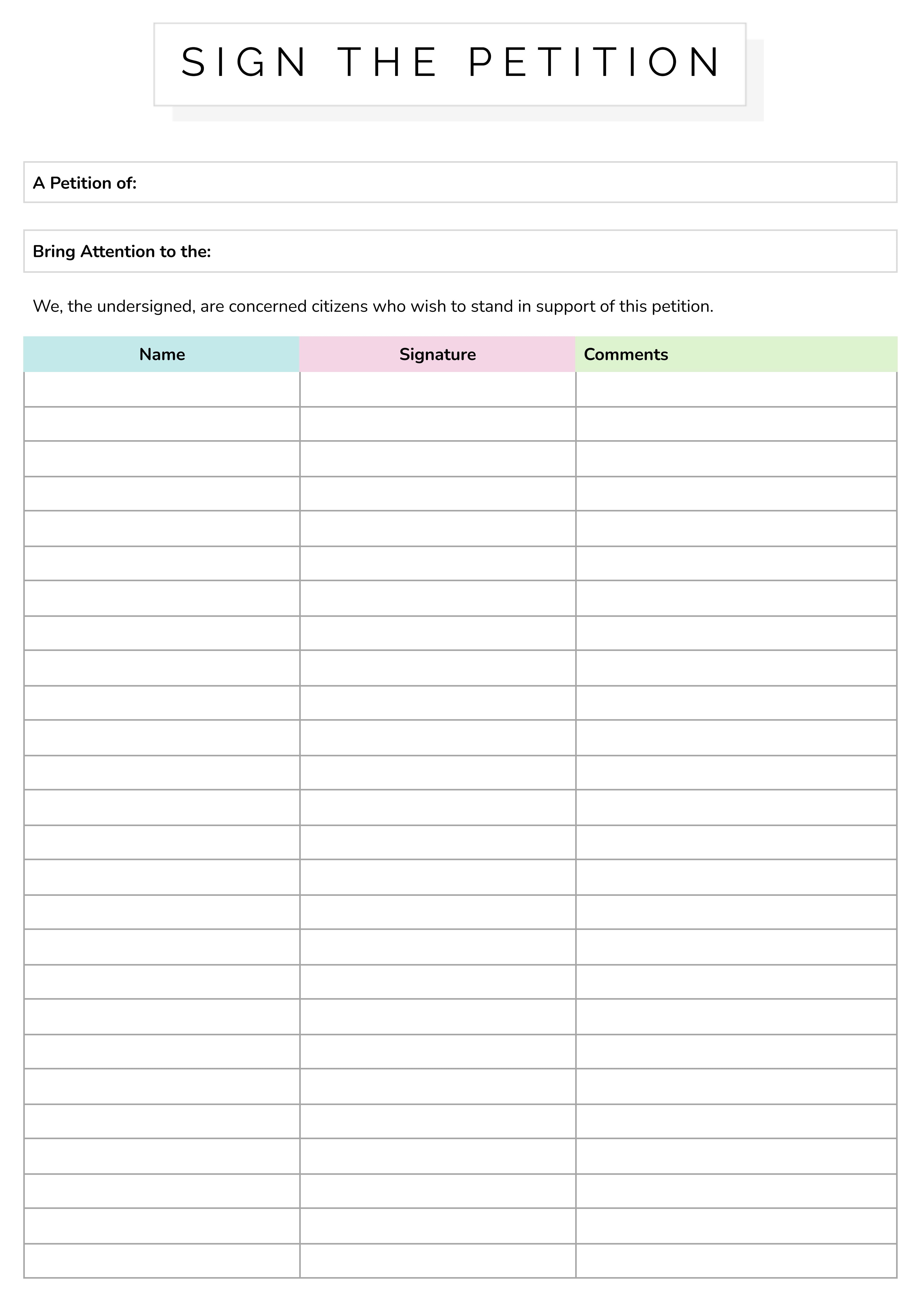 Free Editable Petition Form Templates - Doc Formats | Docformats.net