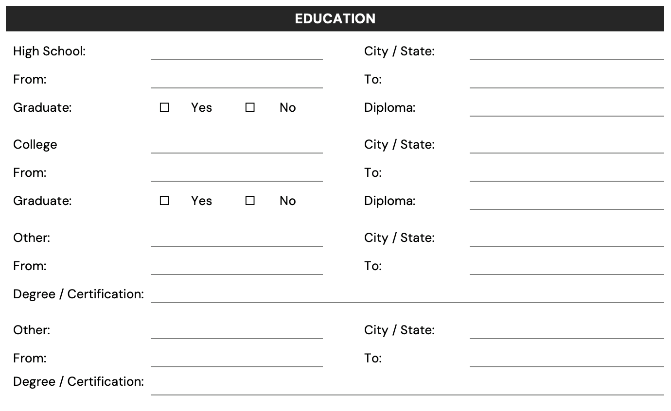 Free Job Application Form Template (Word, PDF, Google Docs)