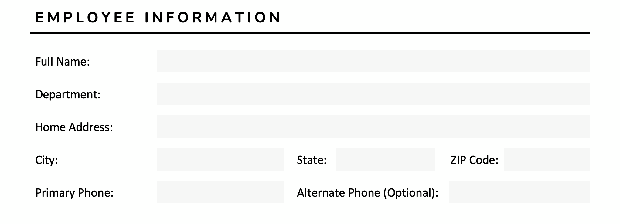 Employee Emergency Contact Form (Word | PDF | Google Docs)