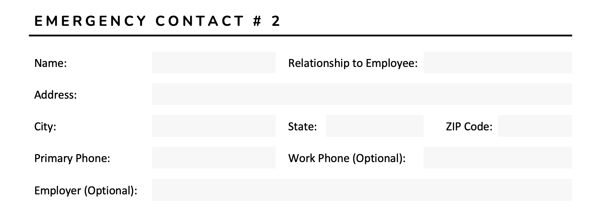 Employee Emergency Contact Form (Word | PDF | Google Docs)