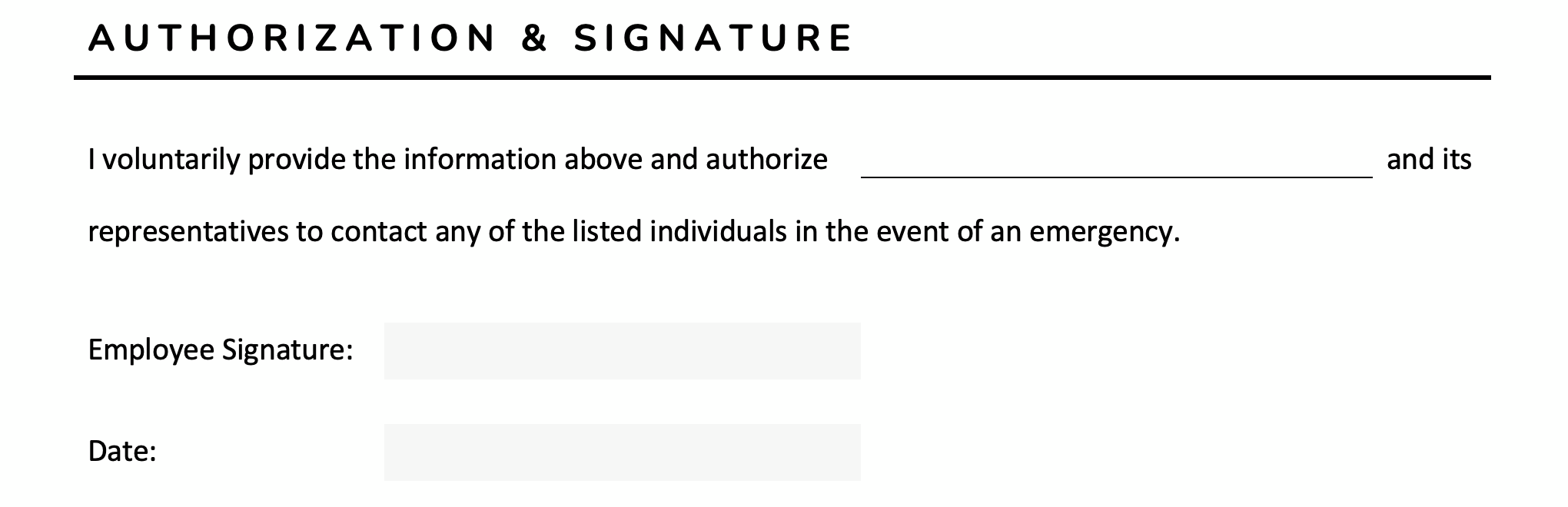 Employee Emergency Contact Form (Word | PDF | Google Docs)