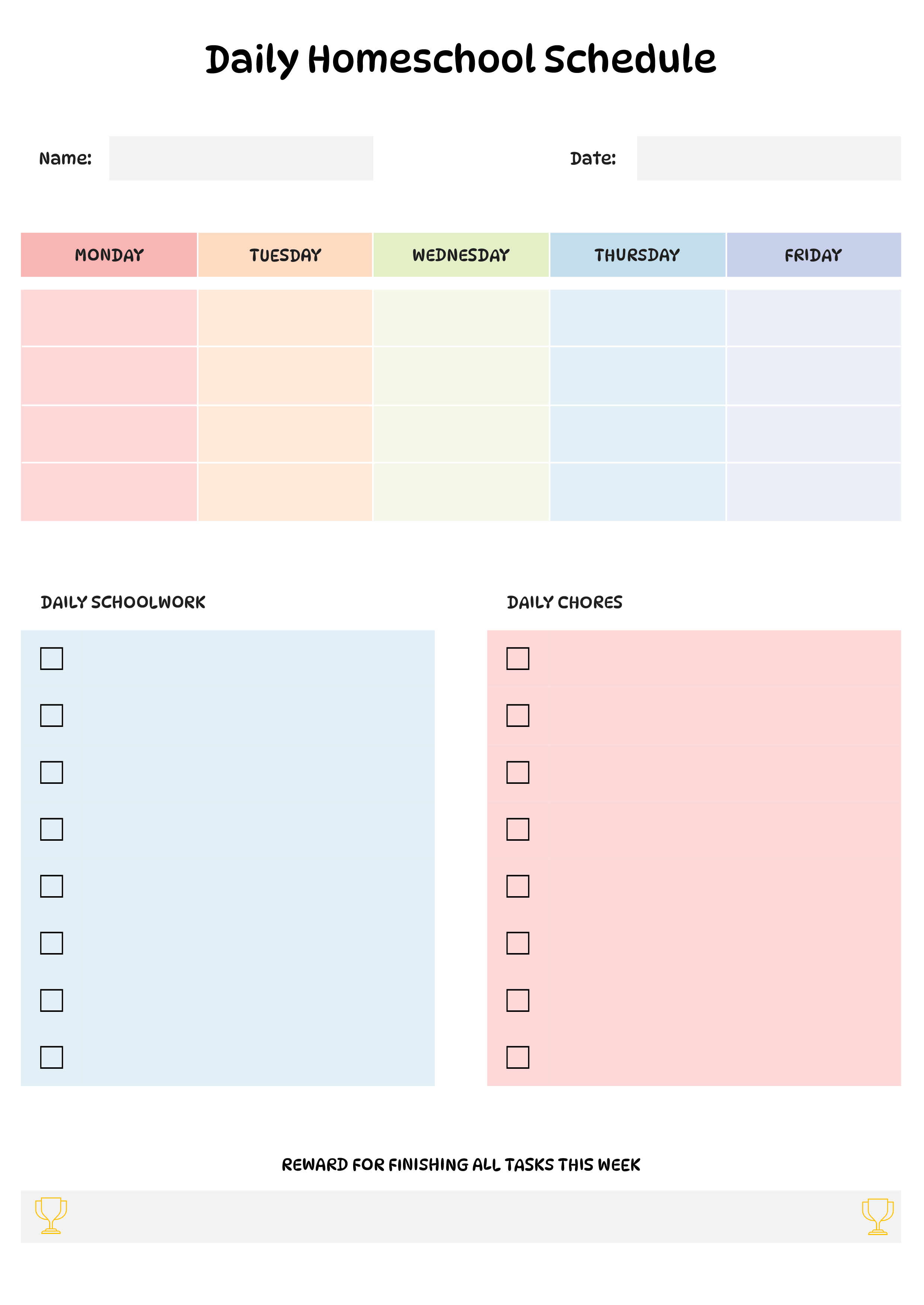 Homeschool Schedule Templates (Daily, Weekly, and Monthly)