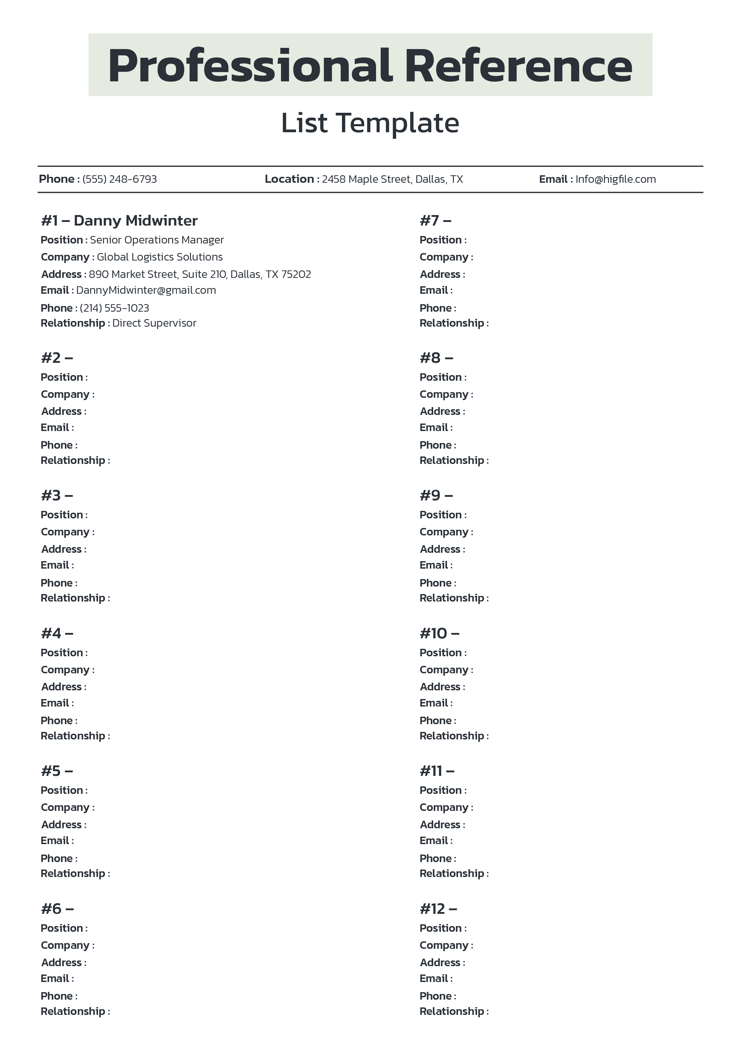 Free Reference List Templates to Edit and Print